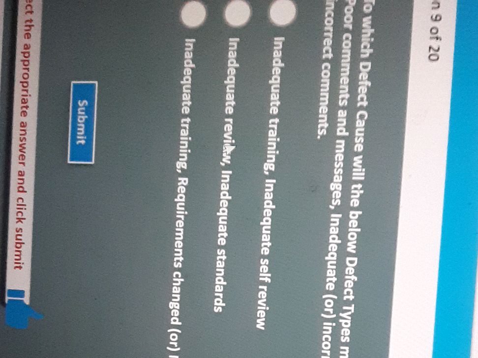 To which Defect Cause will the below Defect | StudyX