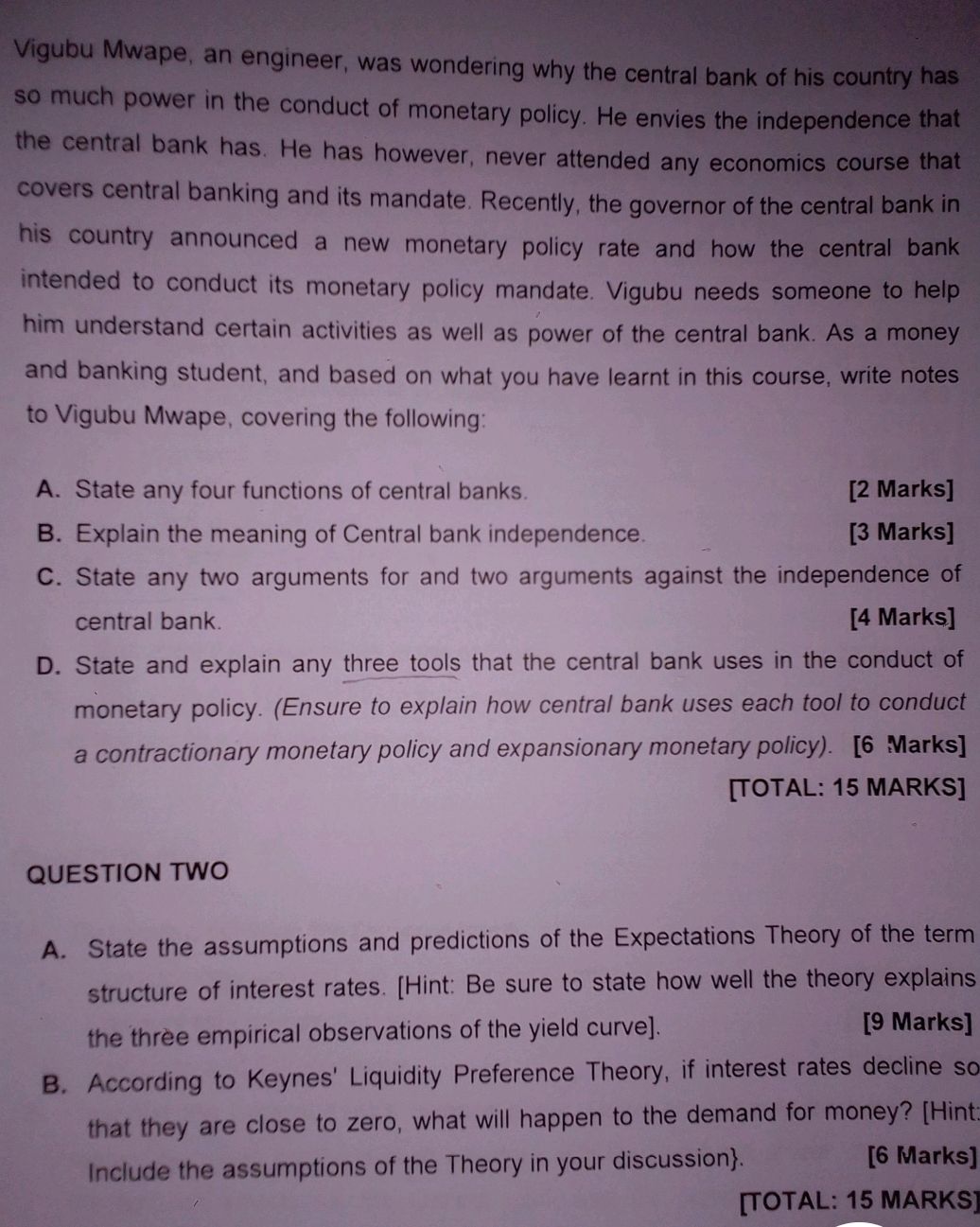 A. State any four functions of central | StudyX
