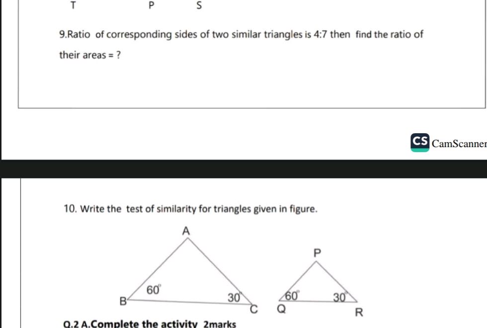 9. Ratio of corresponding sides of two | StudyX