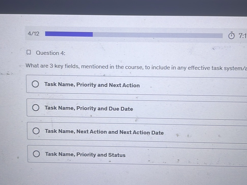 Question 4: What are 3 key fields, | StudyX