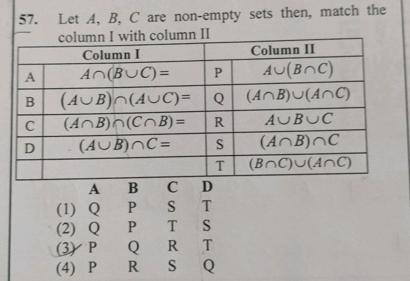 57. Let A, B, C are non-empty sets then, | StudyX