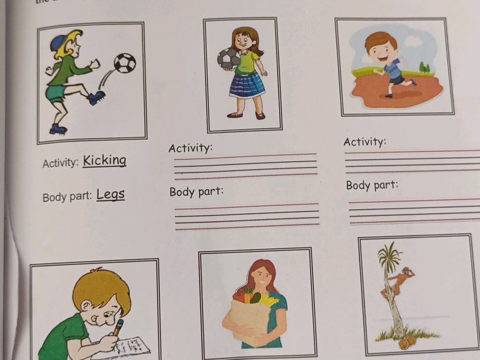 Activity: Kicking Body part: Legs Activity: | StudyX