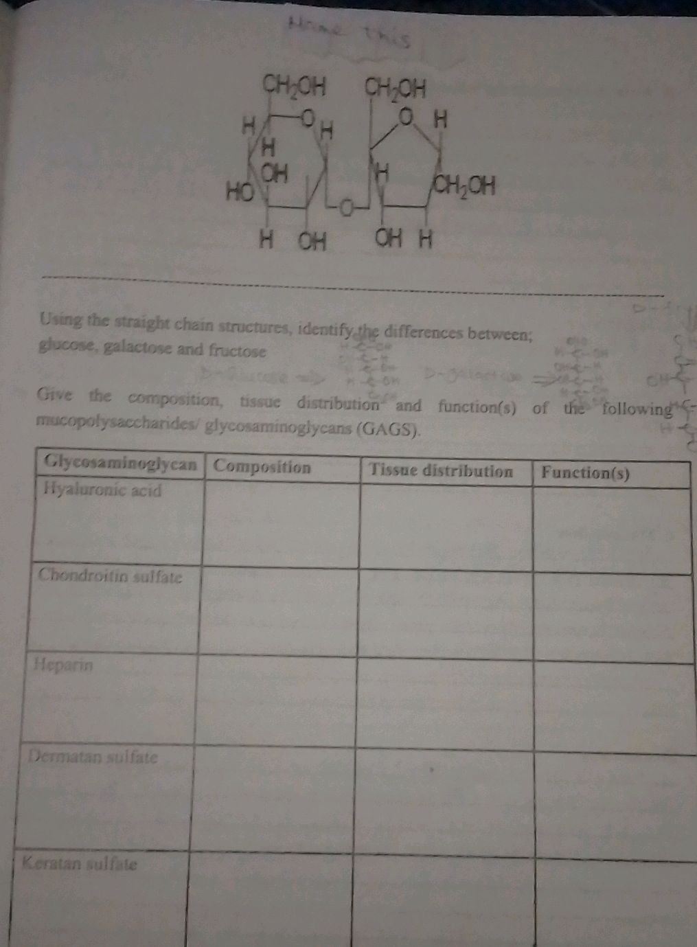 Using the straight chain structures, | StudyX
