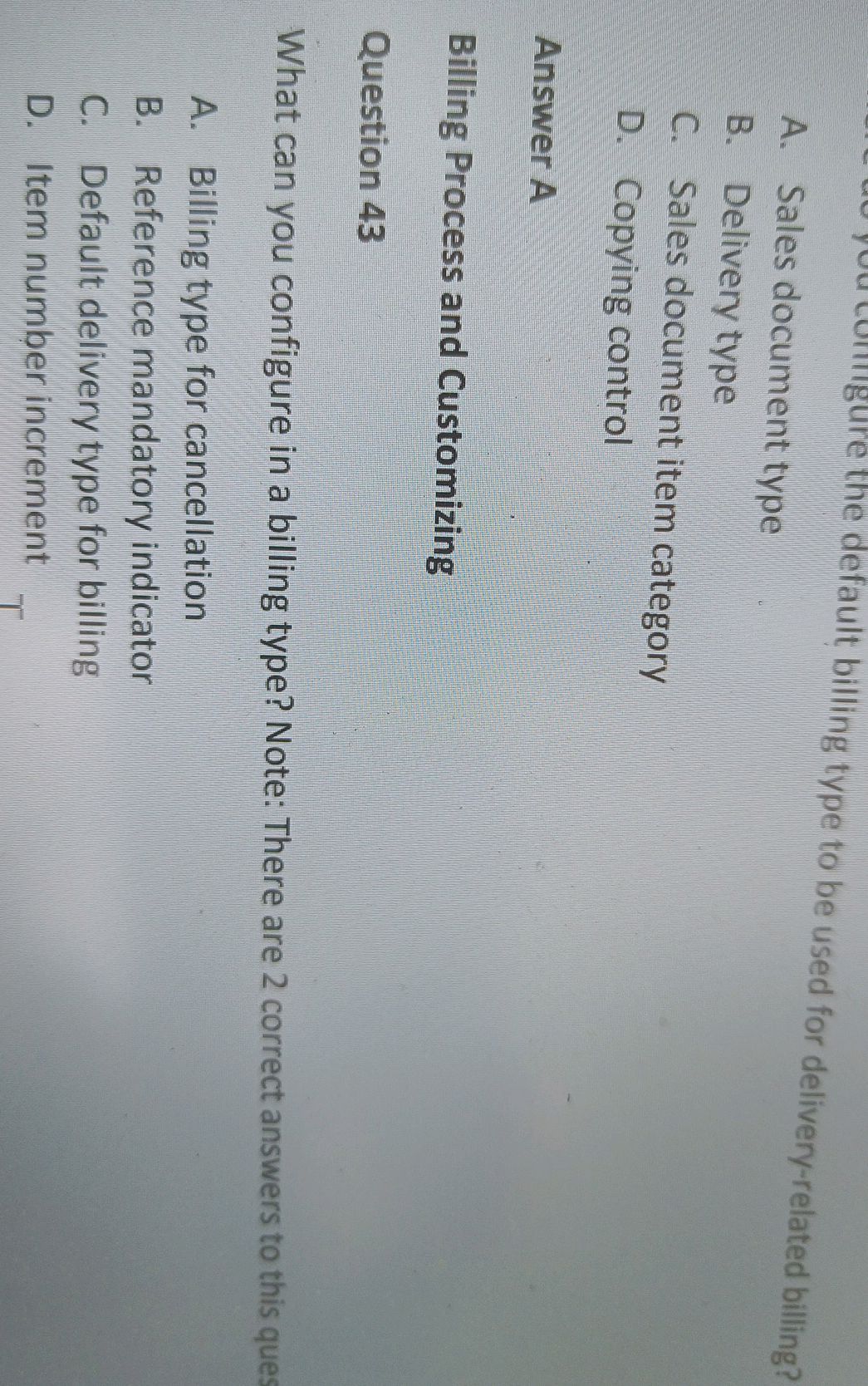 What can you configure in a billing type? | StudyX