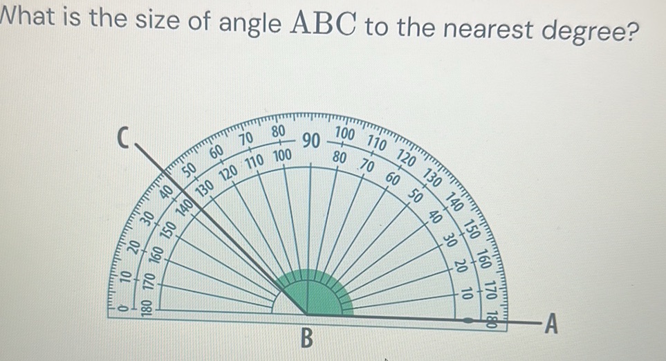 What is the size of angle ABC to the nearest | StudyX