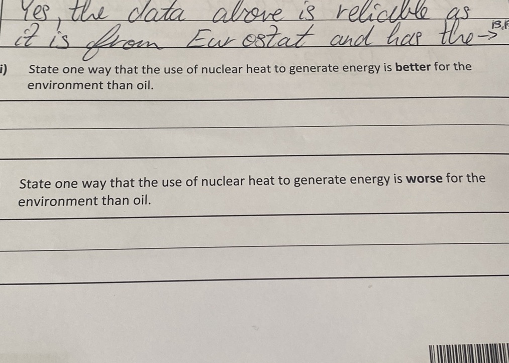 State one way that the use of nuclear heat | StudyX