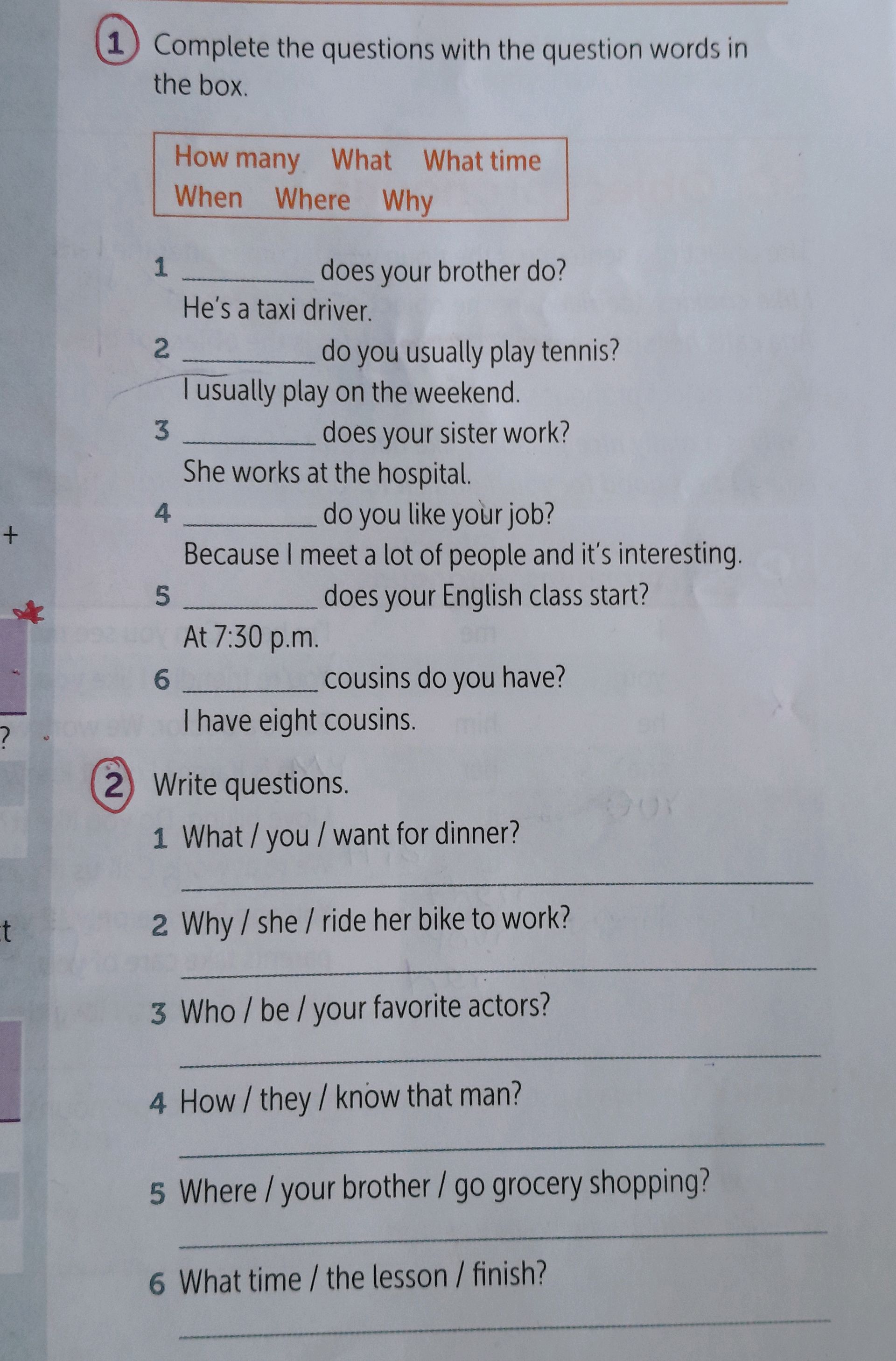 1 Complete the questions with the question | StudyX