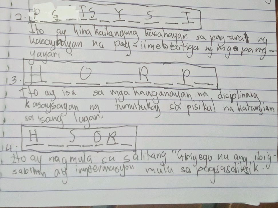12. P _ I S _ Y _ S _ I Ito ay kina | StudyX