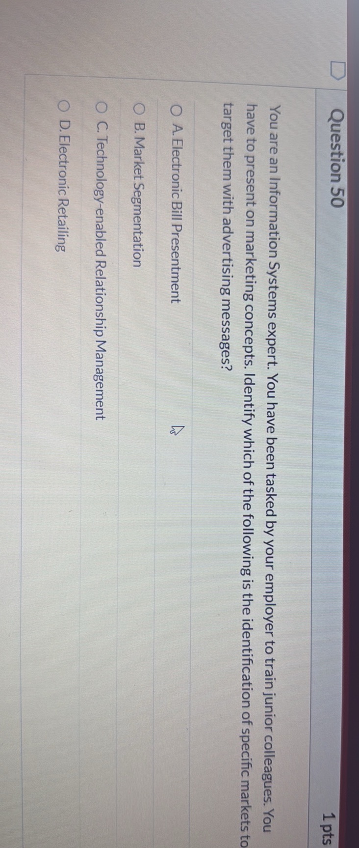 Question 50 You are an Information Systems | StudyX