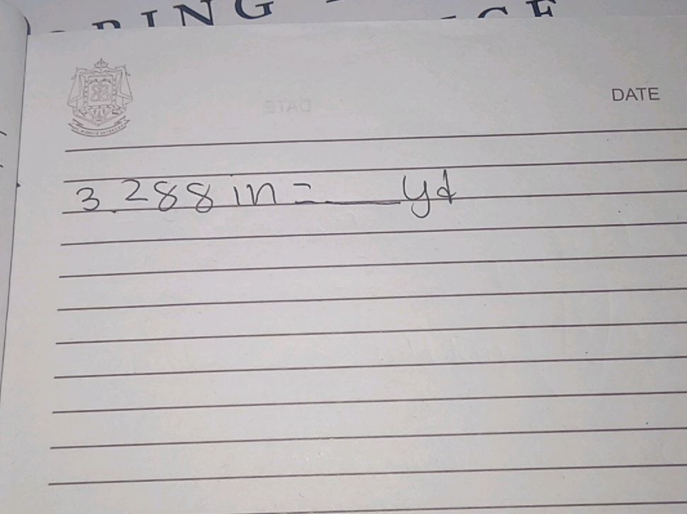 Convert inches to yards: 3288 in to yd | StudyX