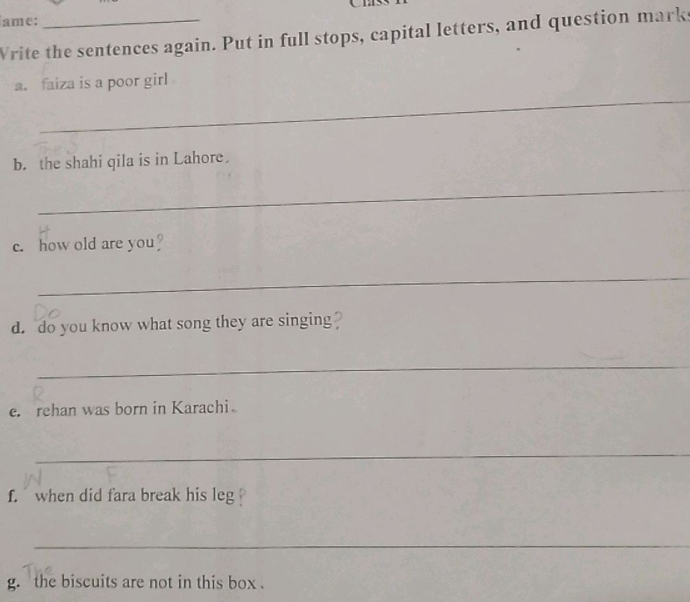 Write the sentences again. Put in full | StudyX