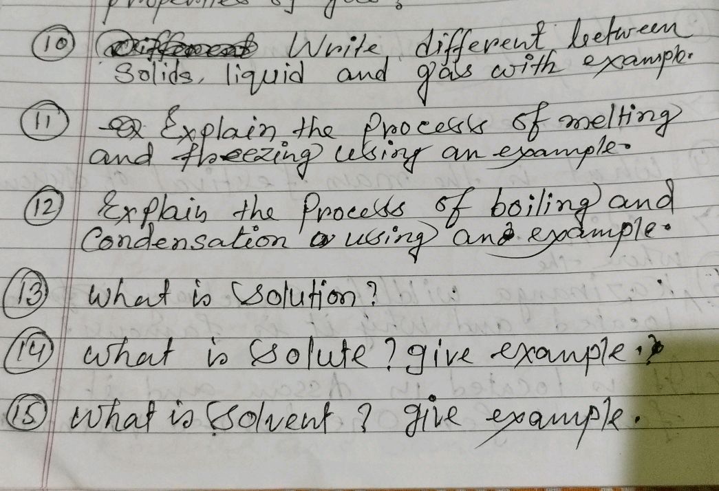 10. Write different between Solids, liquid | StudyX