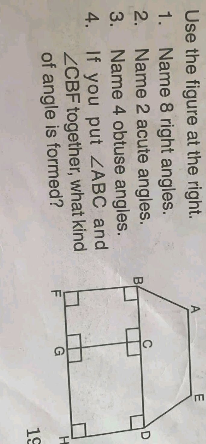 1. Name 8 right angles. 2. Name 2 acute | StudyX
