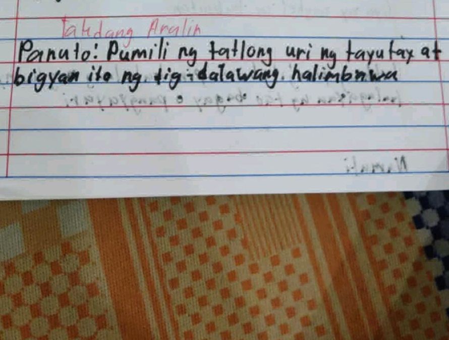 Taledang Aralin Panuto: Pumili ng tatlong | StudyX