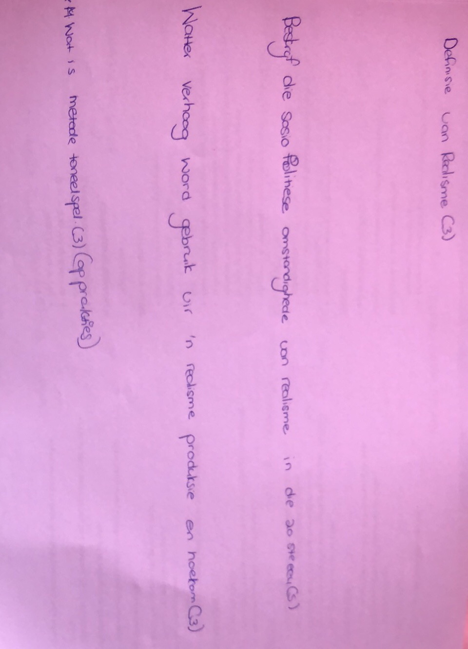 Definisie van Realisme (3) Bestraf die | StudyX