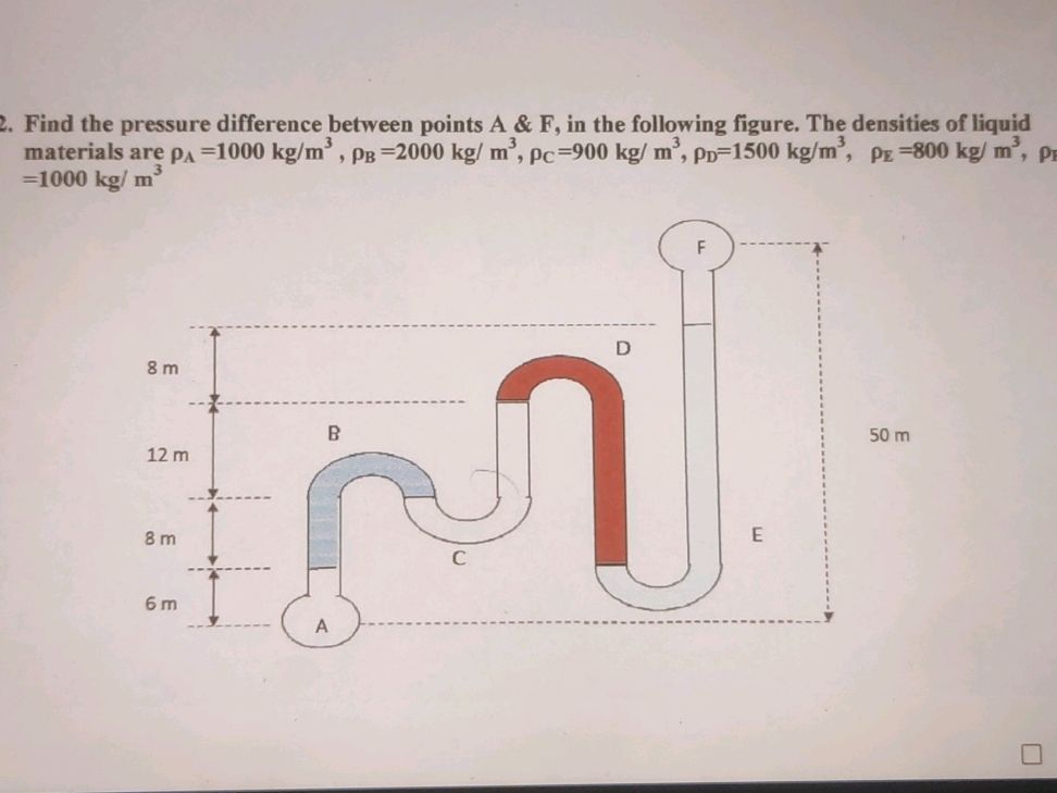 2. Find the pressure difference between | StudyX