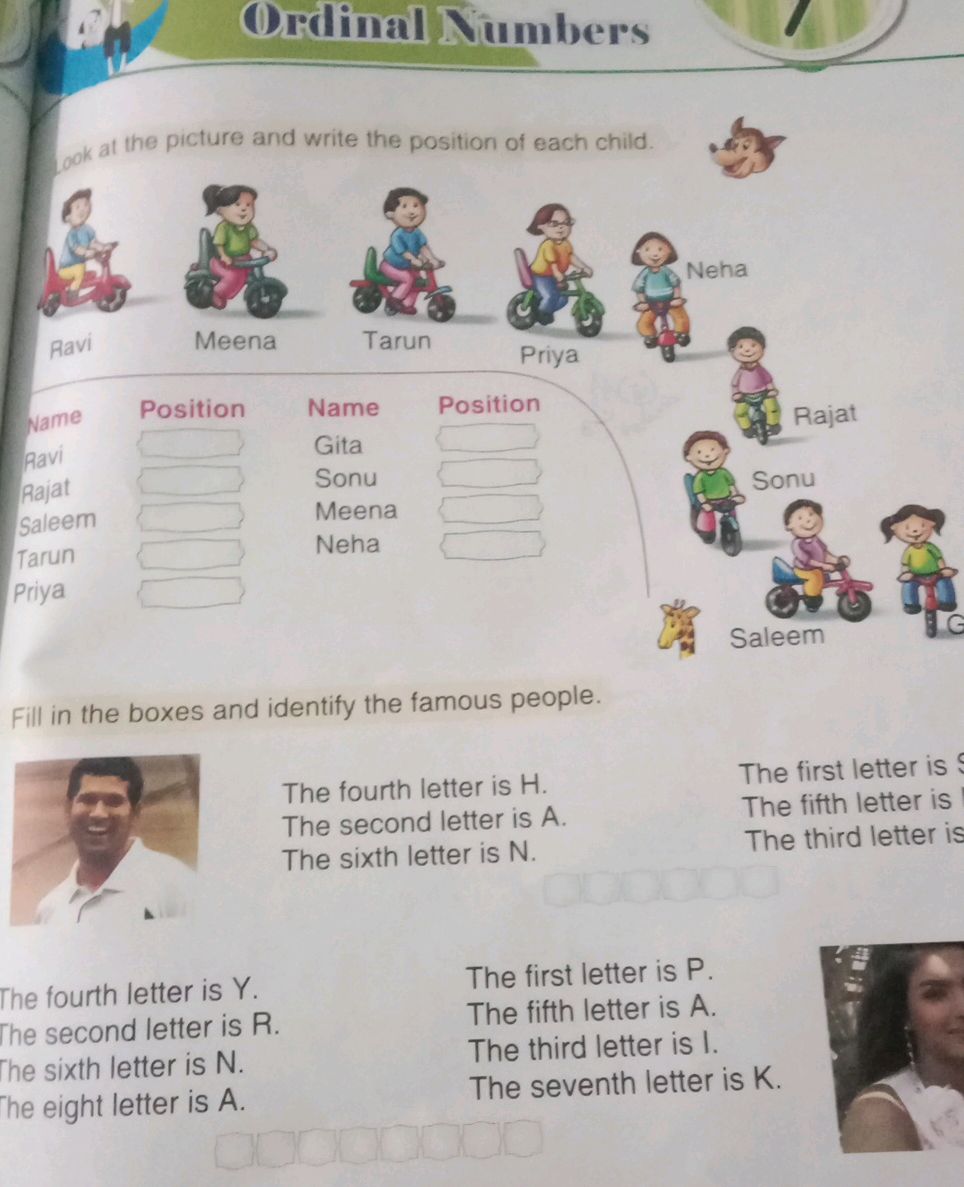 Look at the picture and write the position | StudyX