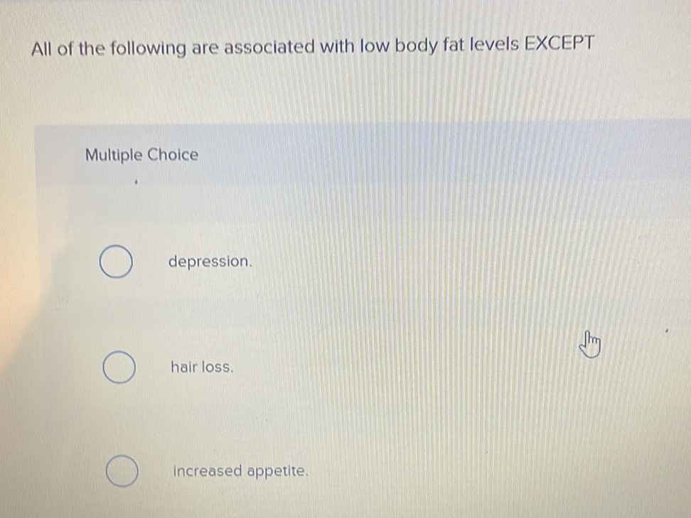 All of the following are associated with low