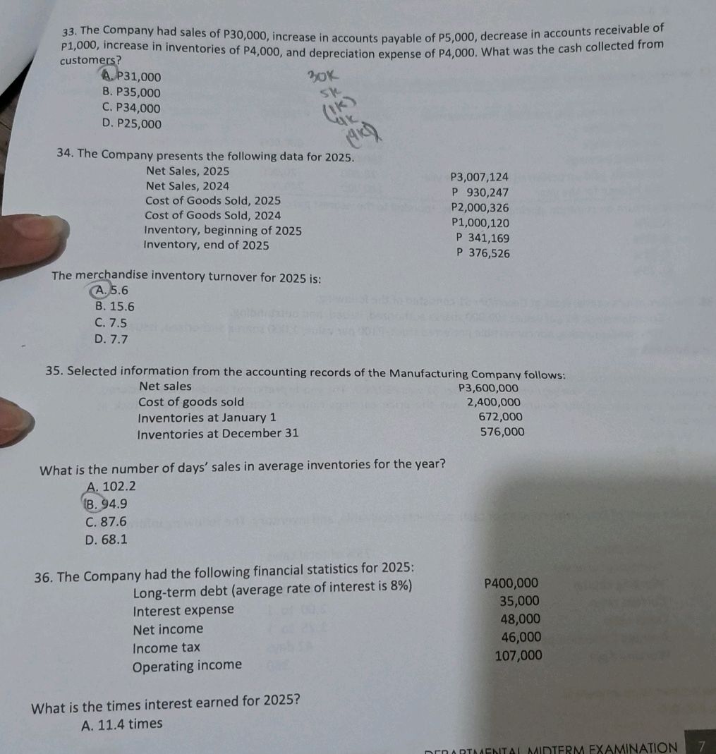33. The Company had sales of P30,000, | StudyX