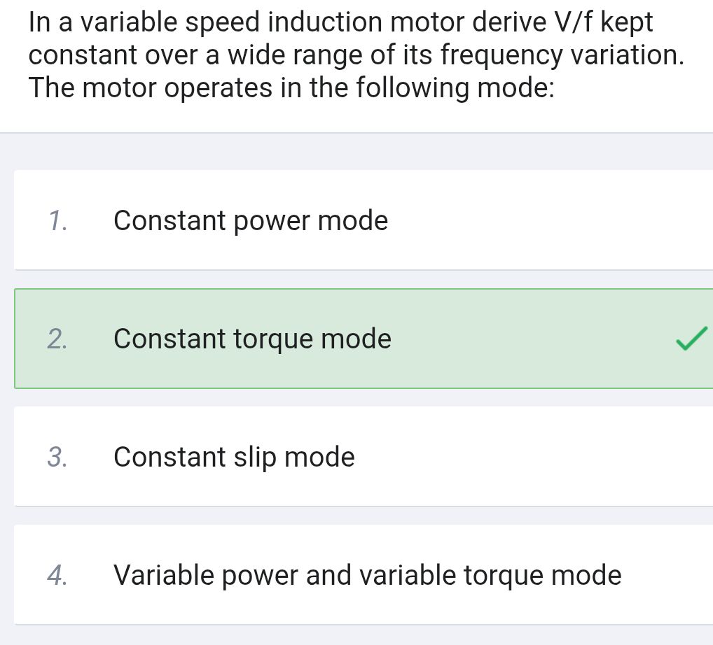 In a variable speed induction motor derive | StudyX