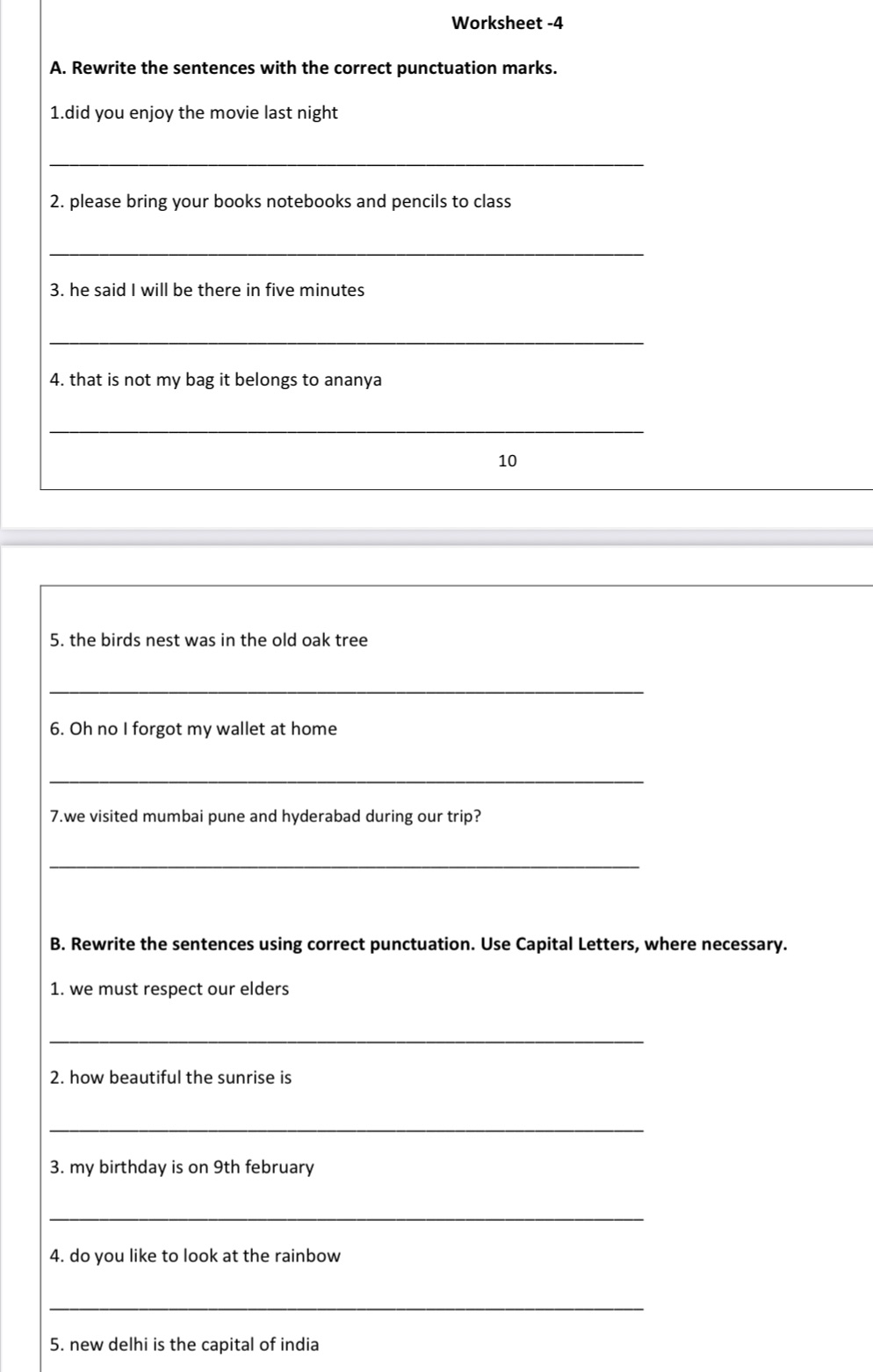 A. Rewrite the sentences with the correct | StudyX