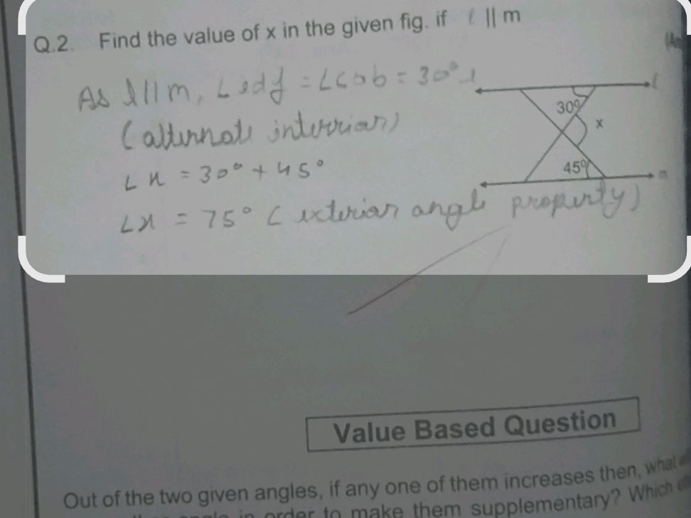Q.2. Find the value of x in the given fig. | StudyX
