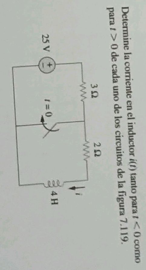 Determine la corriente en el inductor i(t) | StudyX