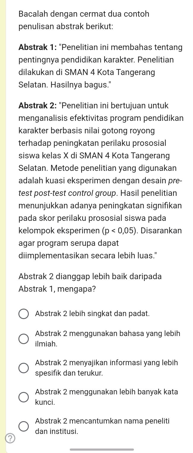 Bacalah dengan cermat dua contoh penulisan | StudyX