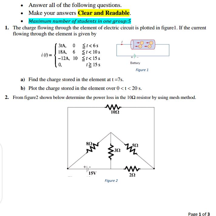 1. The charge flowing through the element of | StudyX