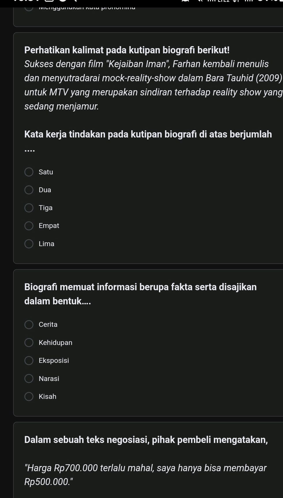 Perhatikan kalimat pada kutipan biografi | StudyX