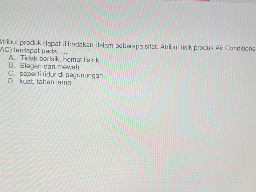 Atribut produk dapat dibedakan dalam | StudyX