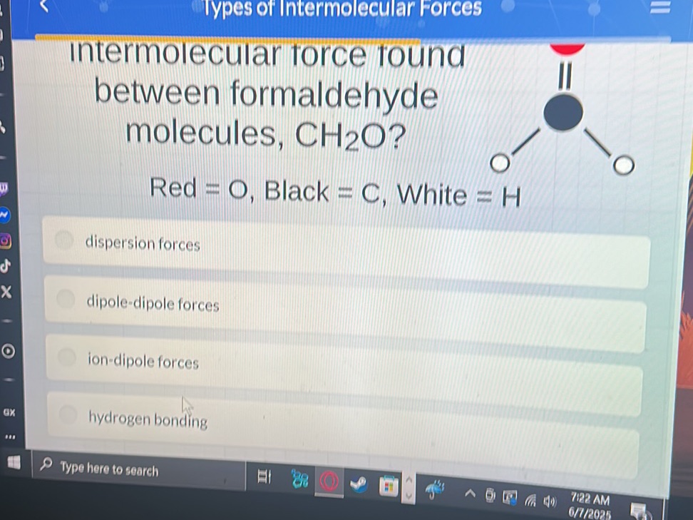 intermolecular force found between | StudyX