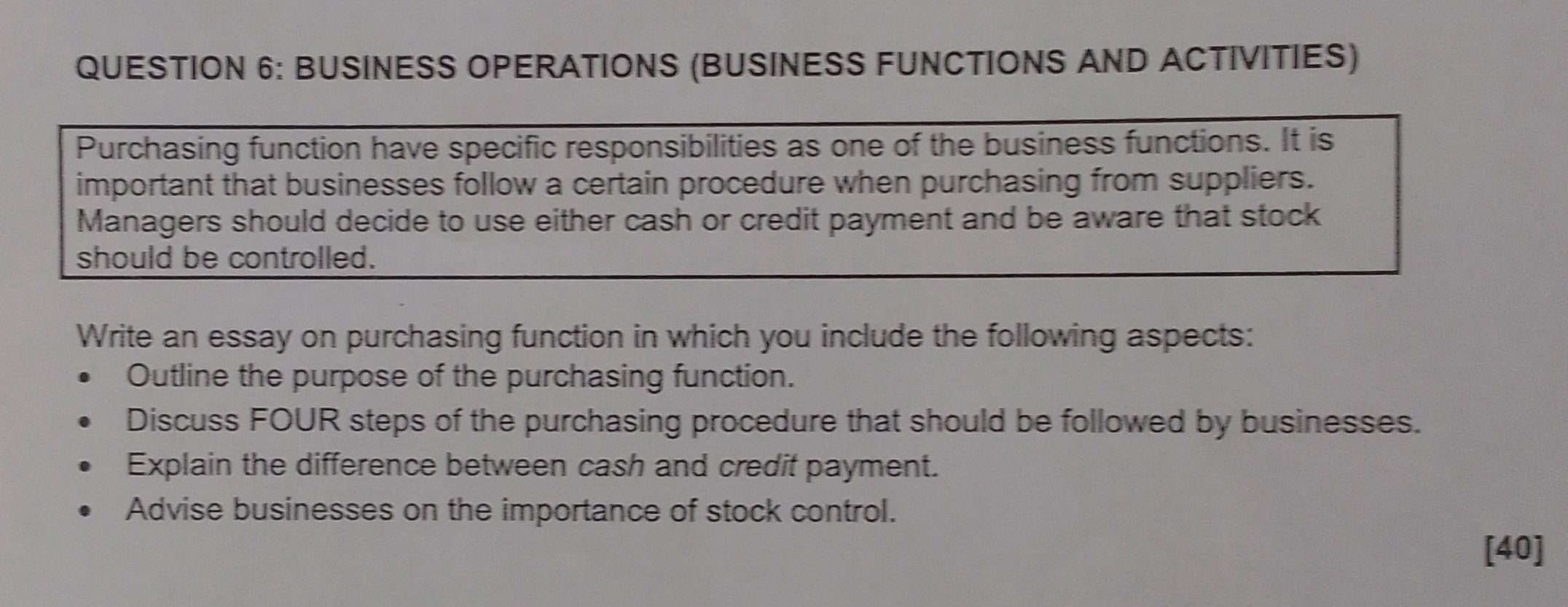 Write an essay on purchasing function in | StudyX