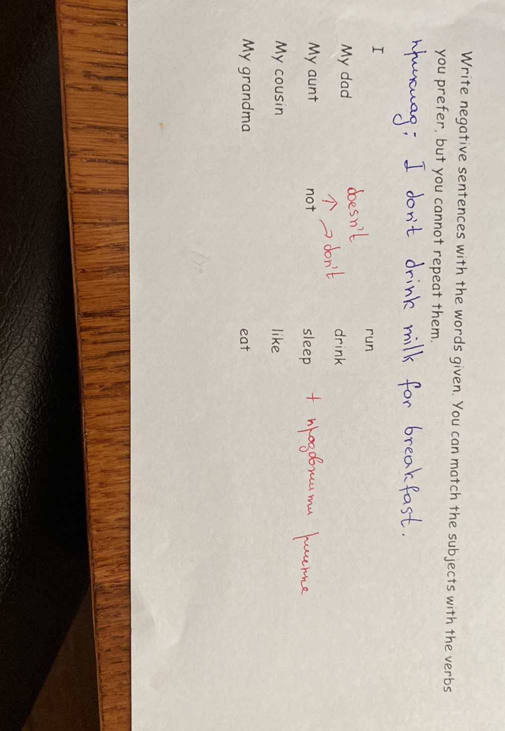 Write negative sentences with the words | StudyX