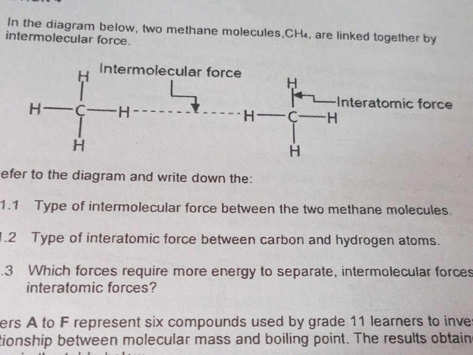 In the diagram below, two methane molecules, | StudyX
