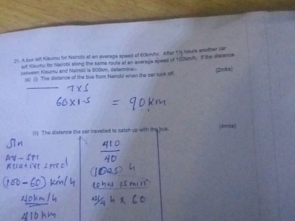 21. A bus left Kisumu for Nairobi at an | StudyX