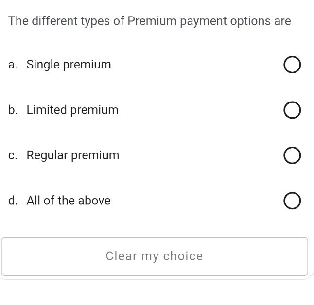 The different types of Premium payment