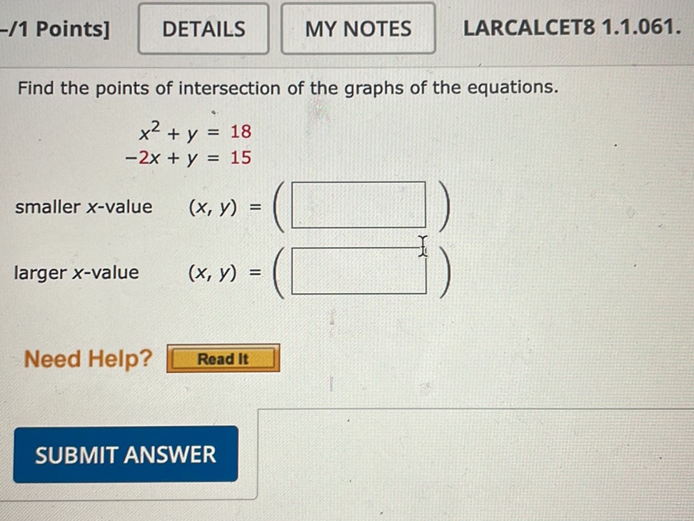 Find the points of intersection of the | StudyX