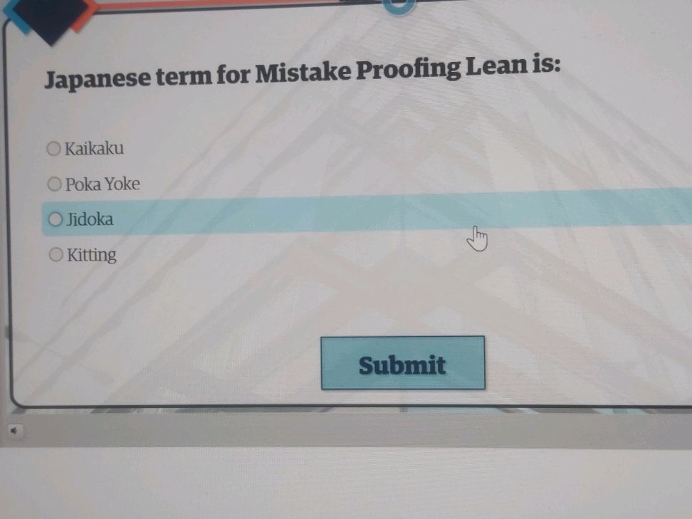 Japanese term for Mistake Proofing Lean is: | StudyX