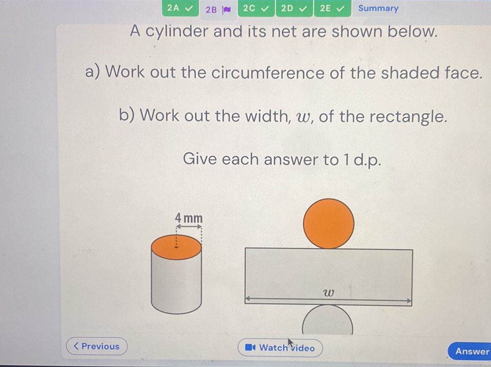 A cylinder and its net are shown below. a)