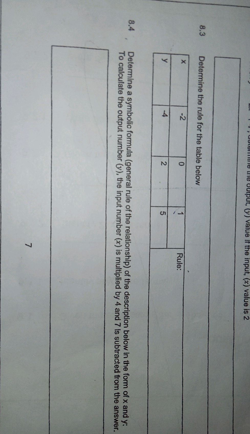 Determine the rule for the table below | x | StudyX