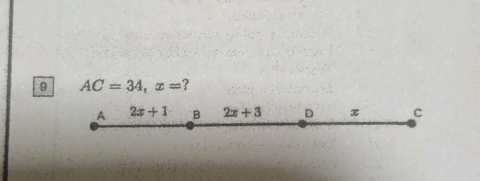 AC = 34, x = ? ``` A 2x+1 B 2x+3 D x | StudyX