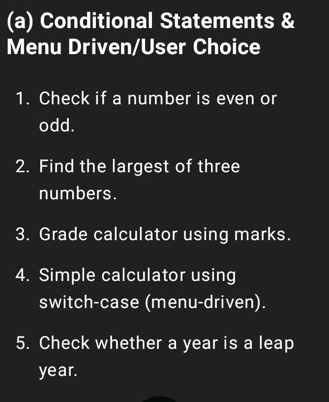 (a) Conditional Statements Menu | StudyX