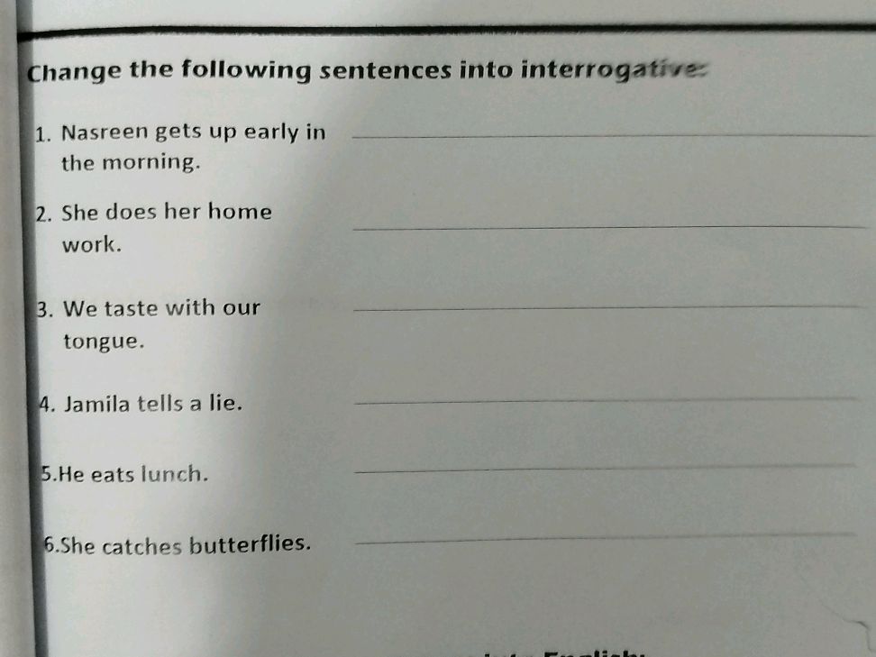 Change the following sentences into | StudyX