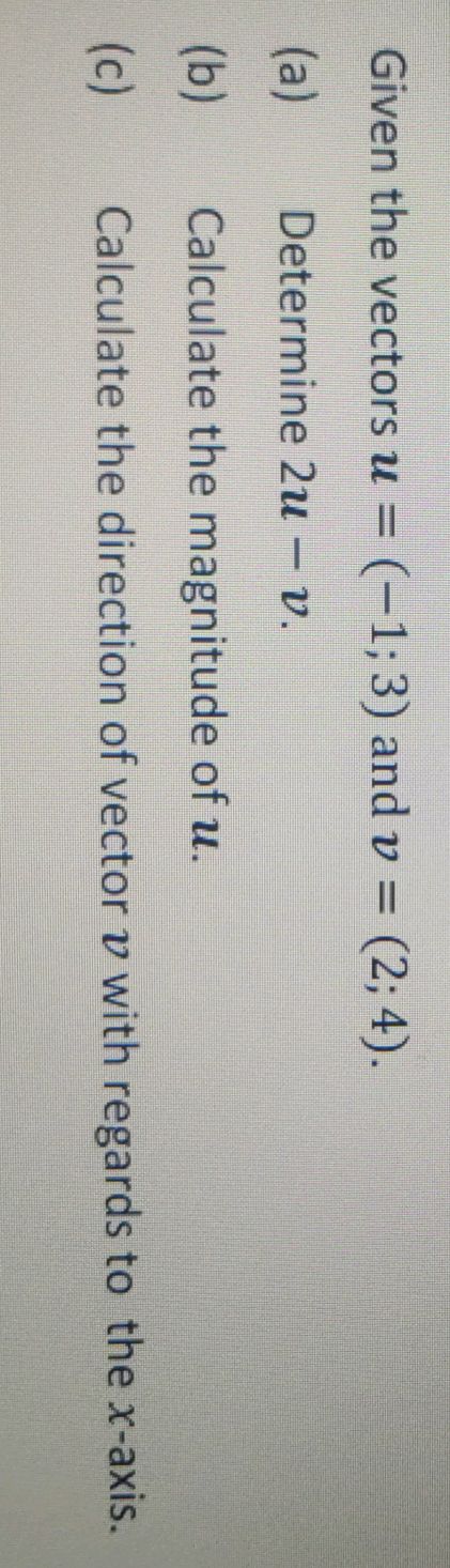 Given the vectors $u = (-1, 3)$ and $v = (2, | StudyX