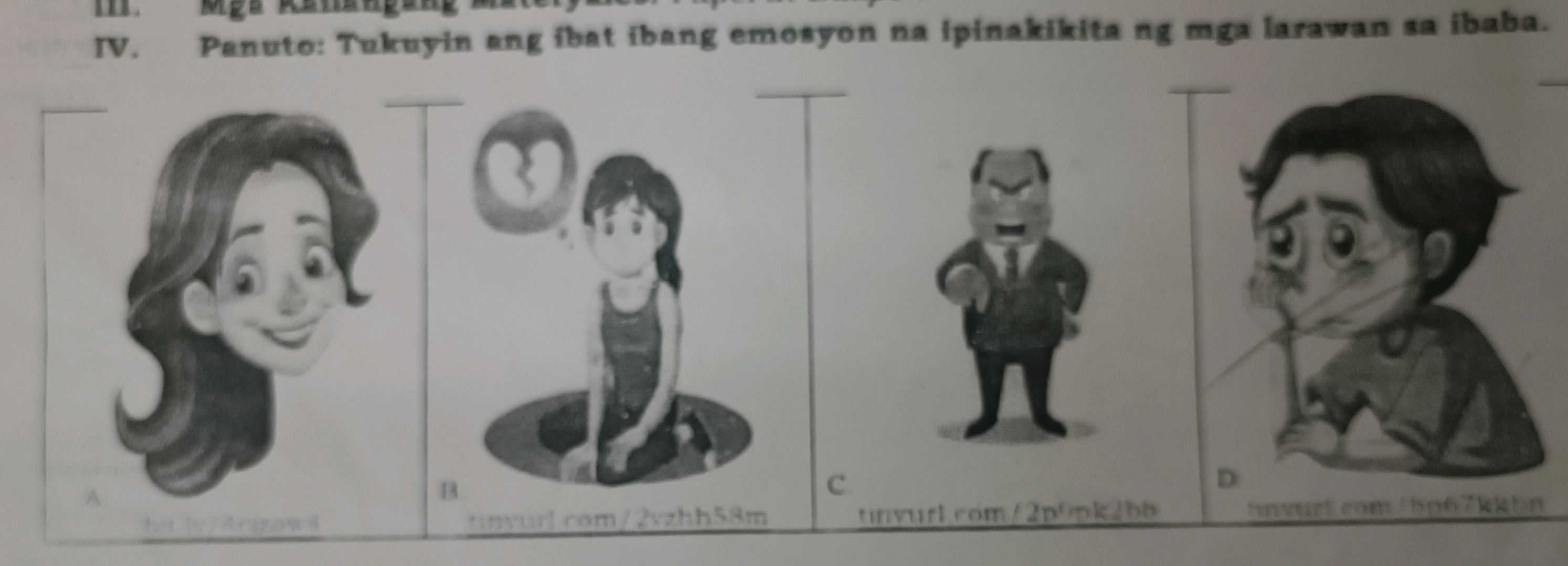 IV. Panuto: Tukuyin ang ibat ibang emosyon | StudyX