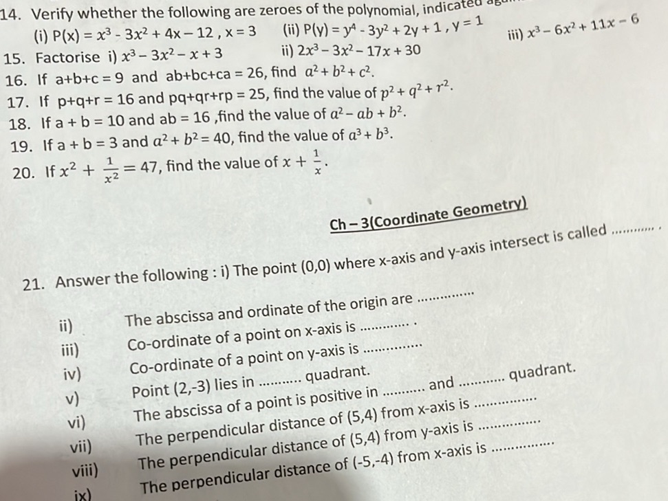 14. Verify whether the following are zeroes | StudyX