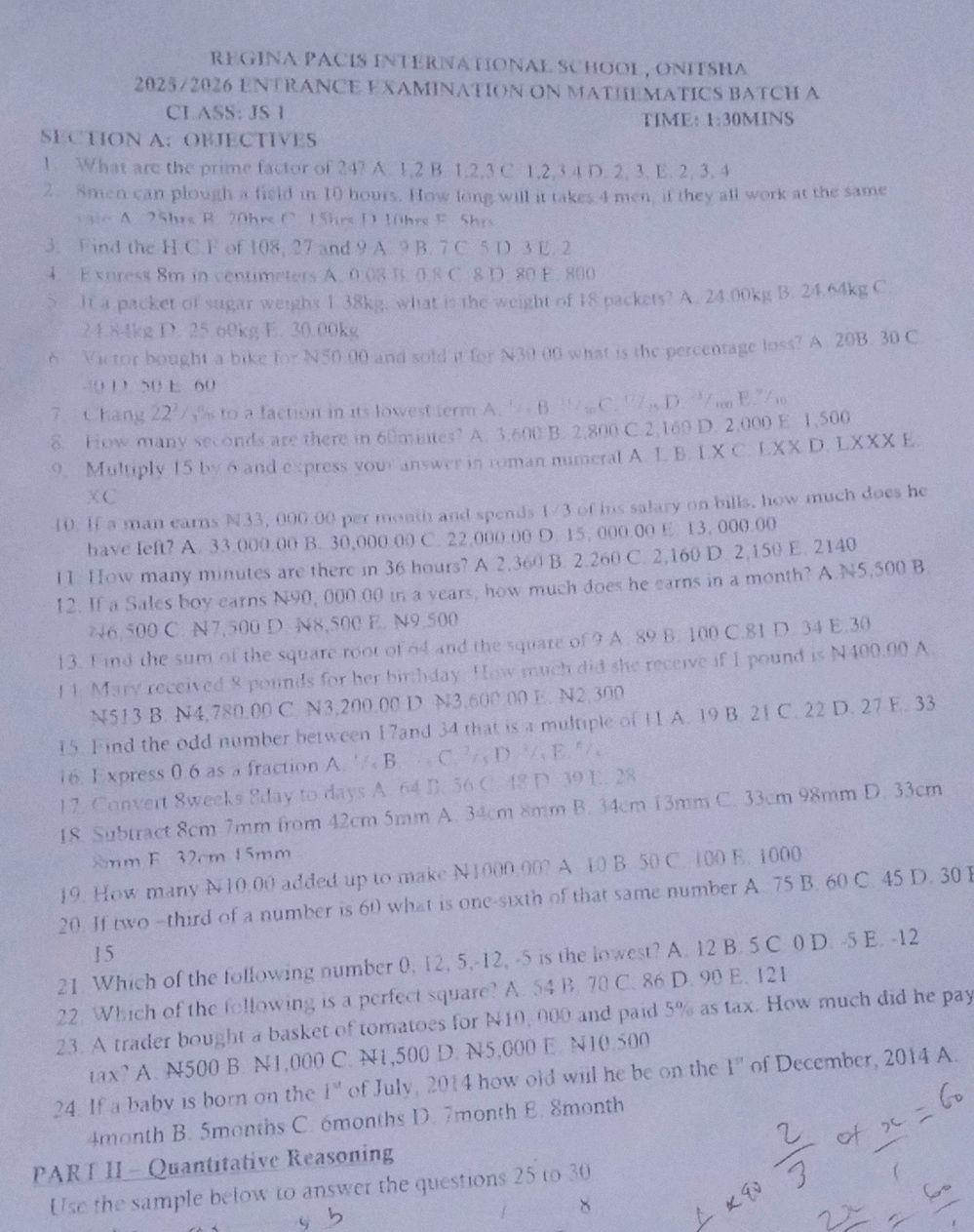 RHGINA PACIS INTERIVA FIONAL SCHOOL, ONISHA | StudyX