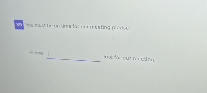 You must be on time for our meeting please. | StudyX