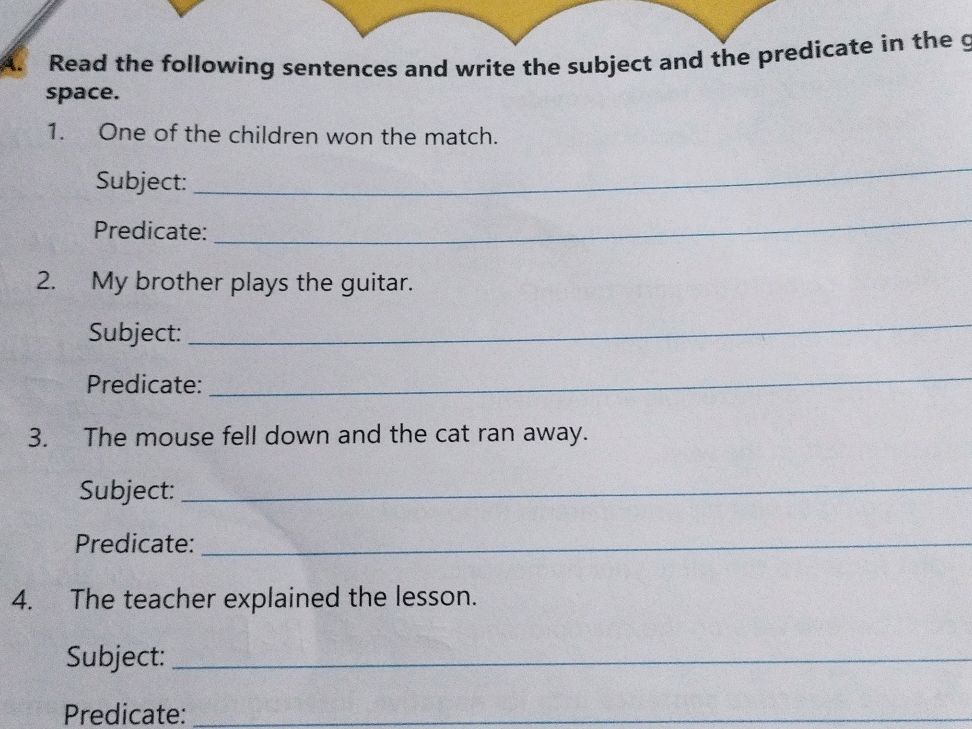 Read the following sentences and write the | StudyX